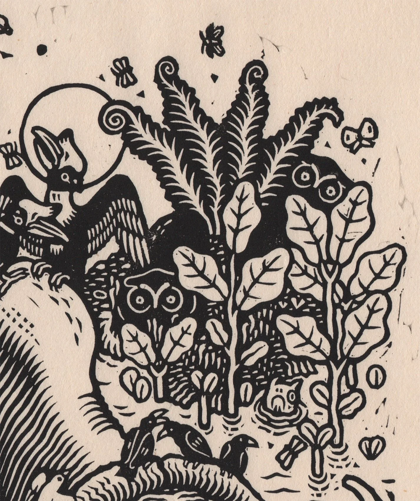 Bull (key proof), linocut on paper — Kathleen Neeley
