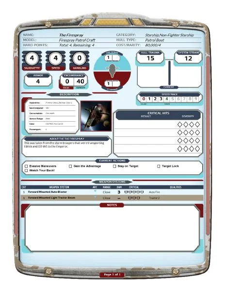 Form Fillable Edge Of The Empire Character Sheet - Kelly Martinez