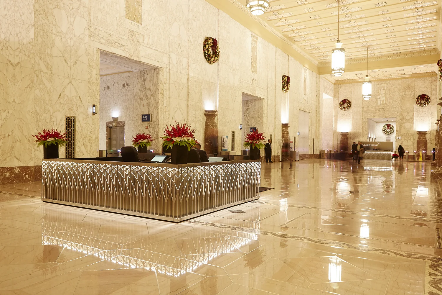 11 Madison Lobby Feature Desk Custom Metalwork — Ferra Designs