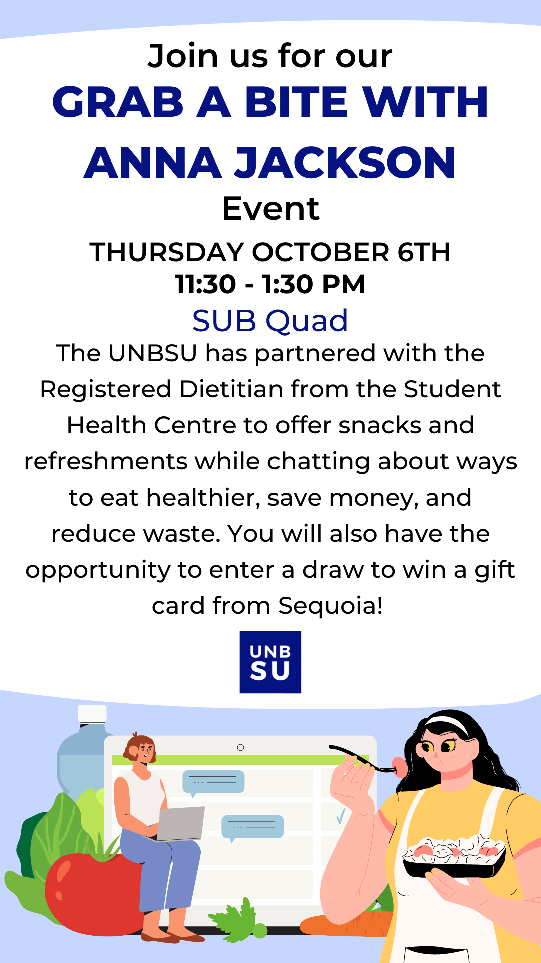 Grab a bite with Anna Jackson - Sustainability Week — UNB Student Union