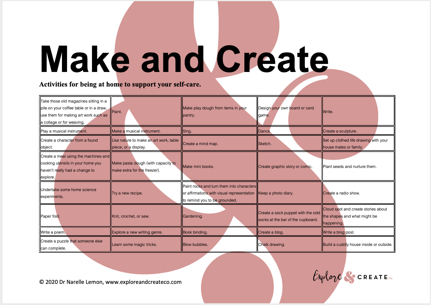 Downloadables — Explore & CREATE Co.
