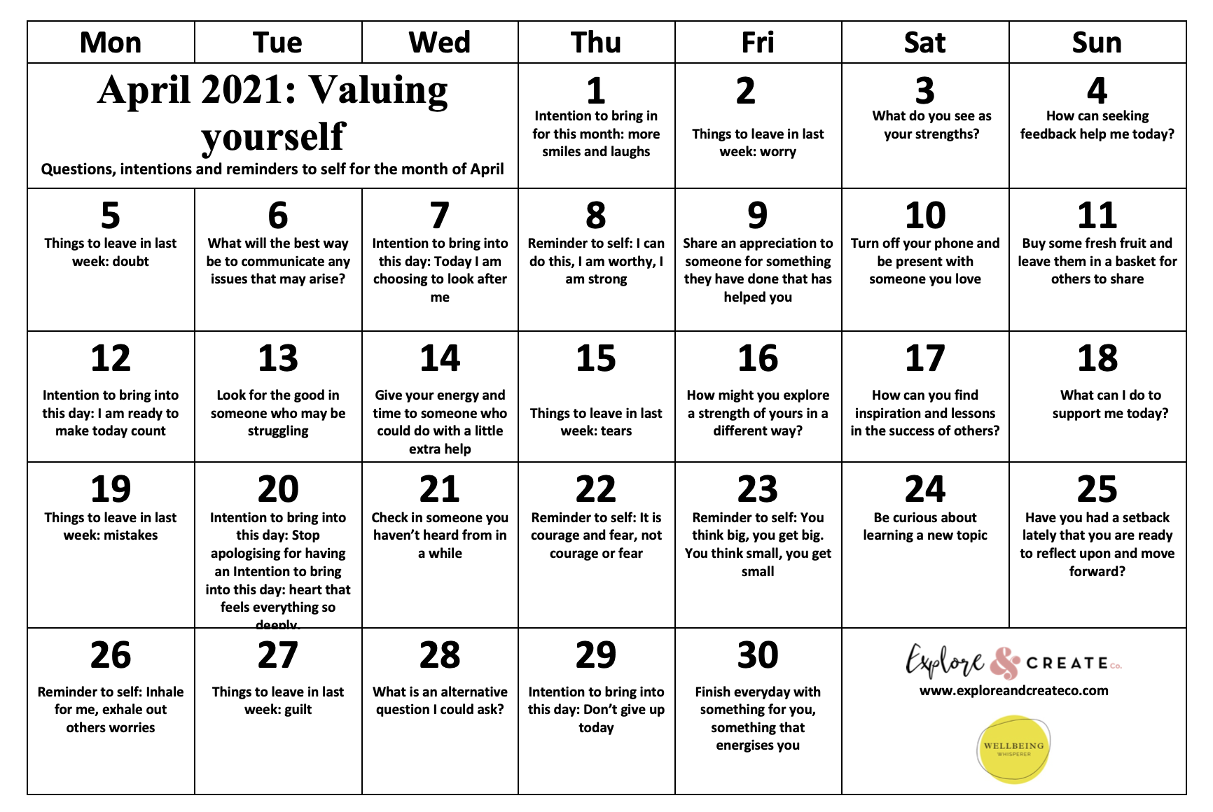 Downloadables — Explore & CREATE Co.