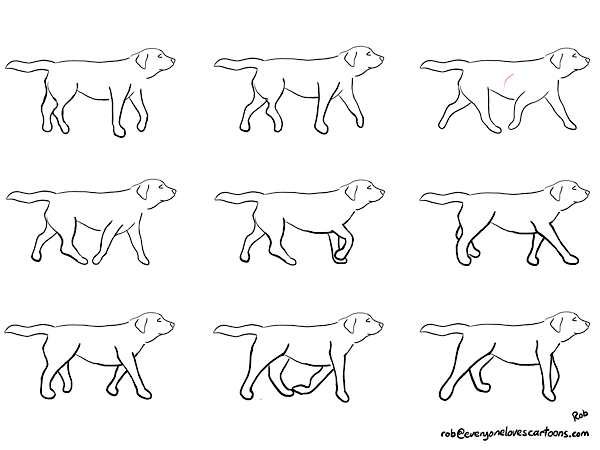 How To Draw Cartoon Dogs Walking — everyonelovescartoons.com