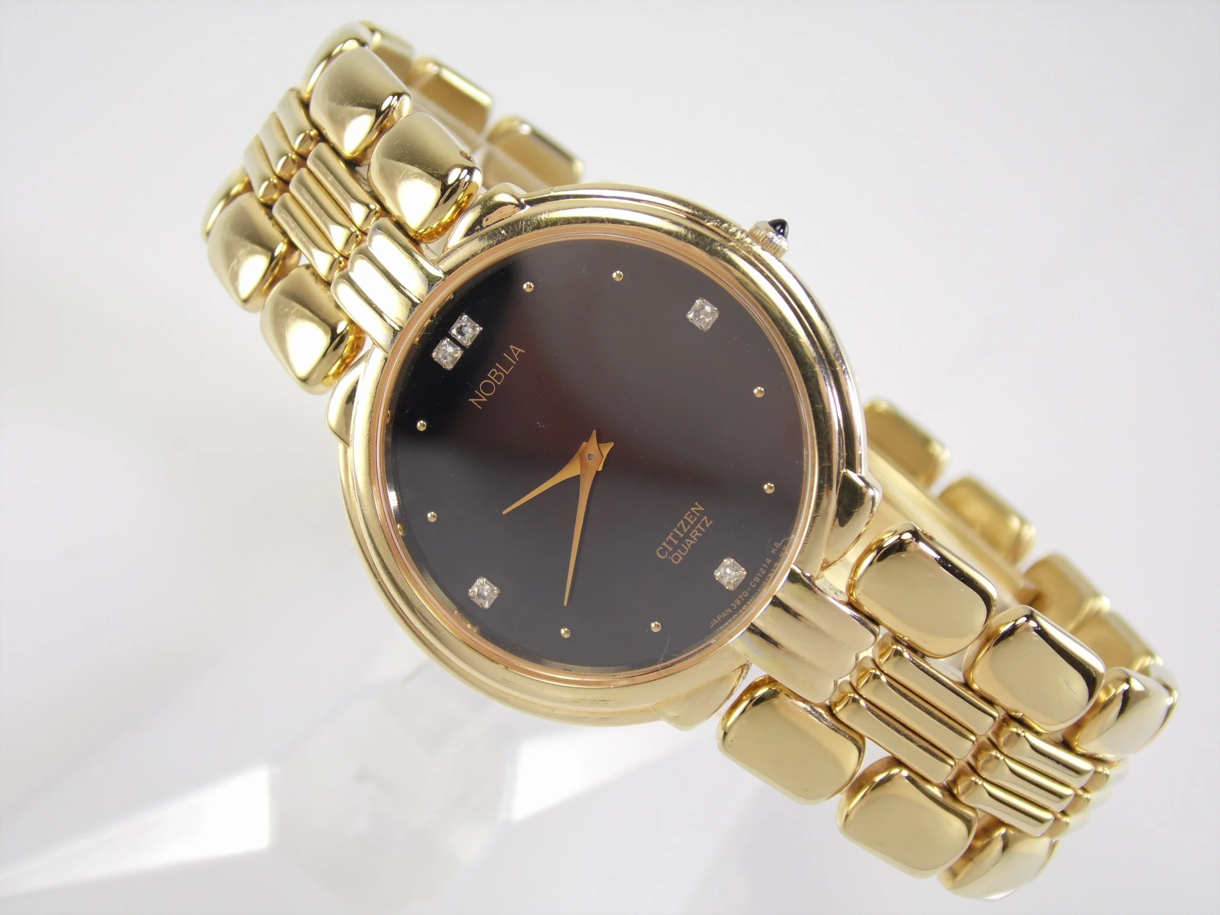 Rare Vintage Mens Gold Noblia Citizen Genuine Diamond Thin Profile ...