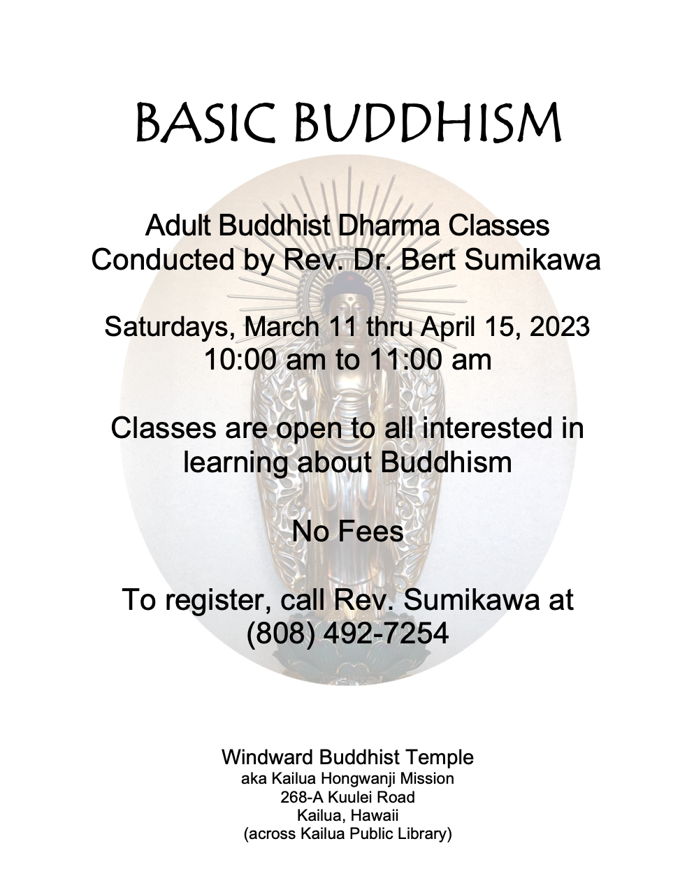 Adult Dharma Class: "Basic Buddhism" — Windward Buddhist Temple