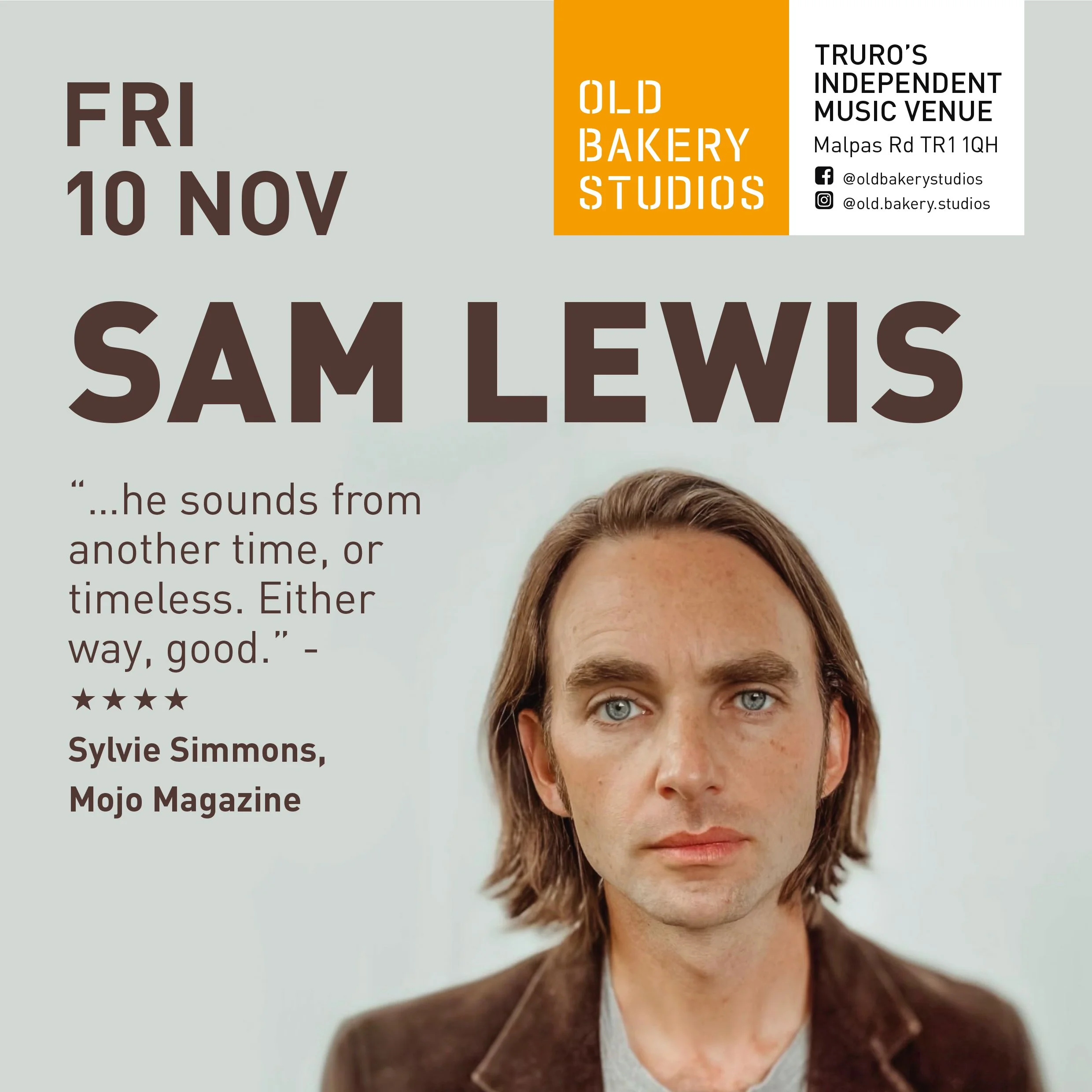 Old Bakery Studios | Sam Lewis - Rare Intimate Seated Gig - 4**** Mojo ...