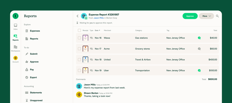 Expense Reports - Create, Submit, Approve - Automated Expense Reporting