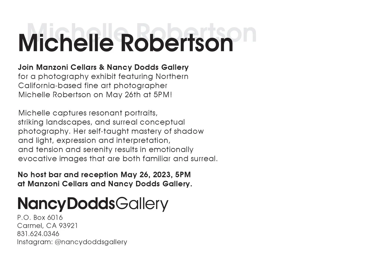 Michelle Robertson Exhibit — Nancy Dodds Gallery