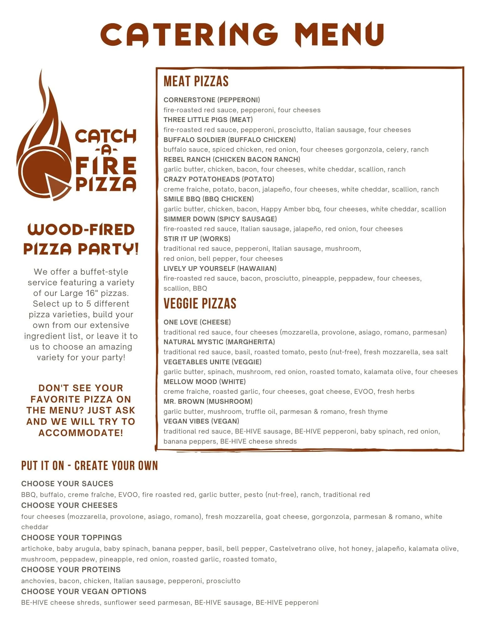 CATERING BY LOCATION — Catch-a-Fire Pizza