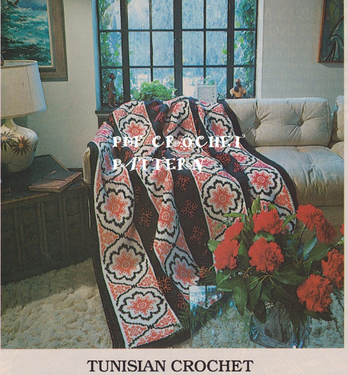 Crochet Spanish Motif Afghan Pattern #KC0537, Intermediate Skill Level ...