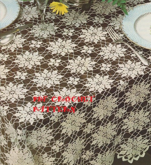 Crochet Queen Anne's Lace Tablecloth Pattern #KC1279, Advanced Skill ...