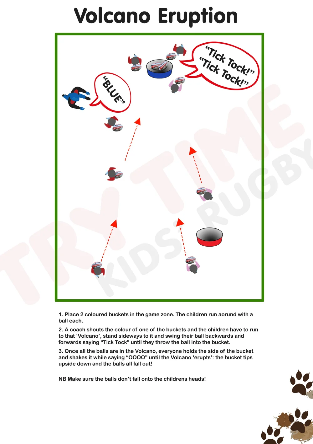 Games: Volcano Eruption — TRY TIME KIDS RUGBY