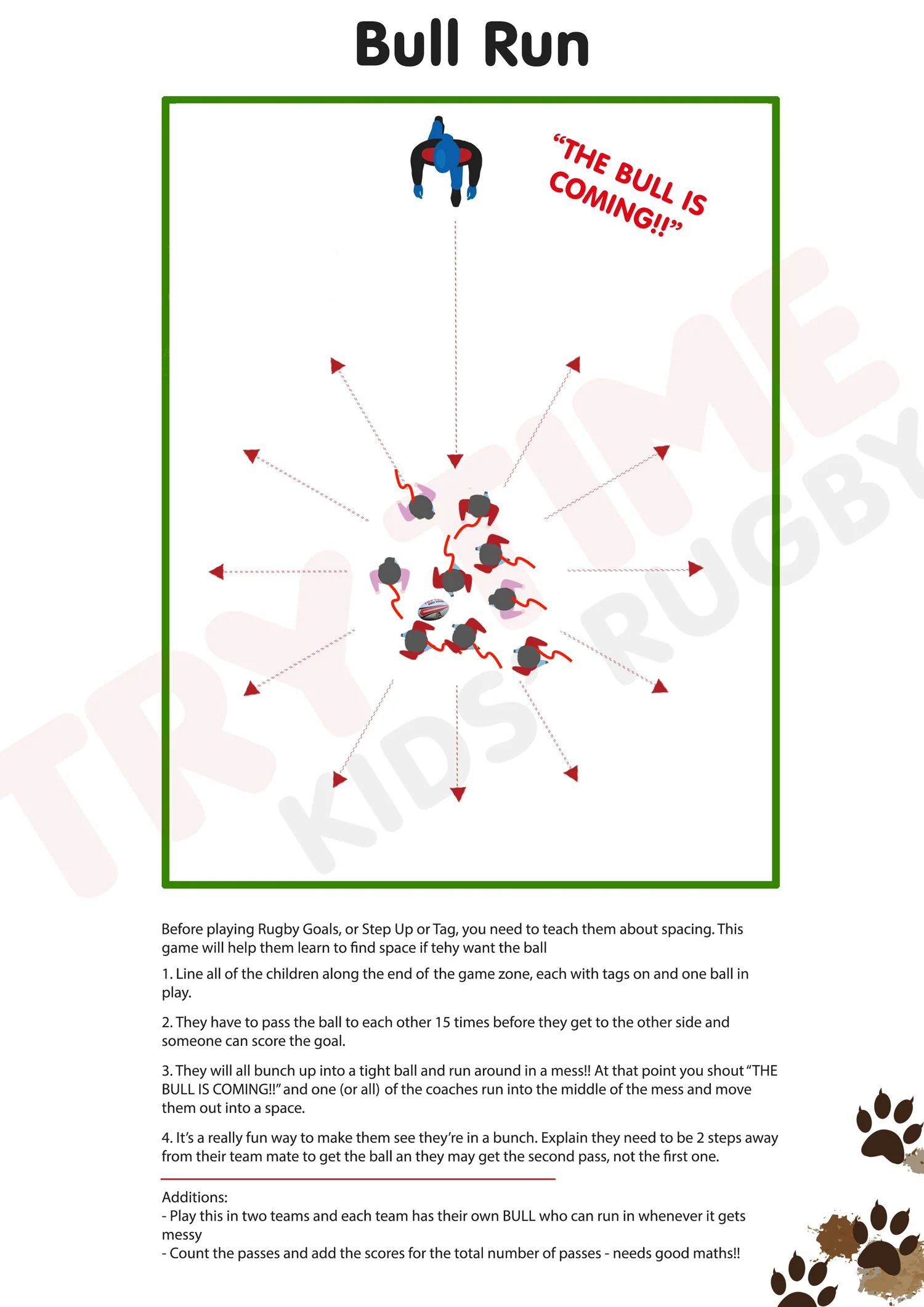 Games: Bull Run — TRY TIME KIDS RUGBY