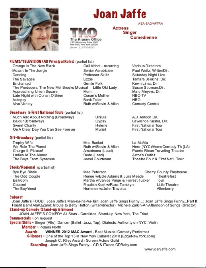 Resume & Bio — JOAN JAFFE