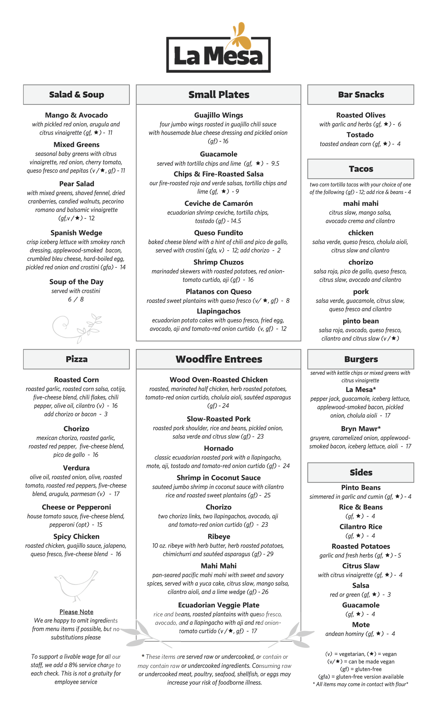 La Mesa | Menu