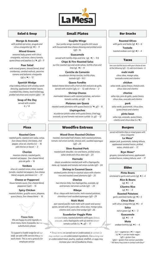 La Mesa | Menu