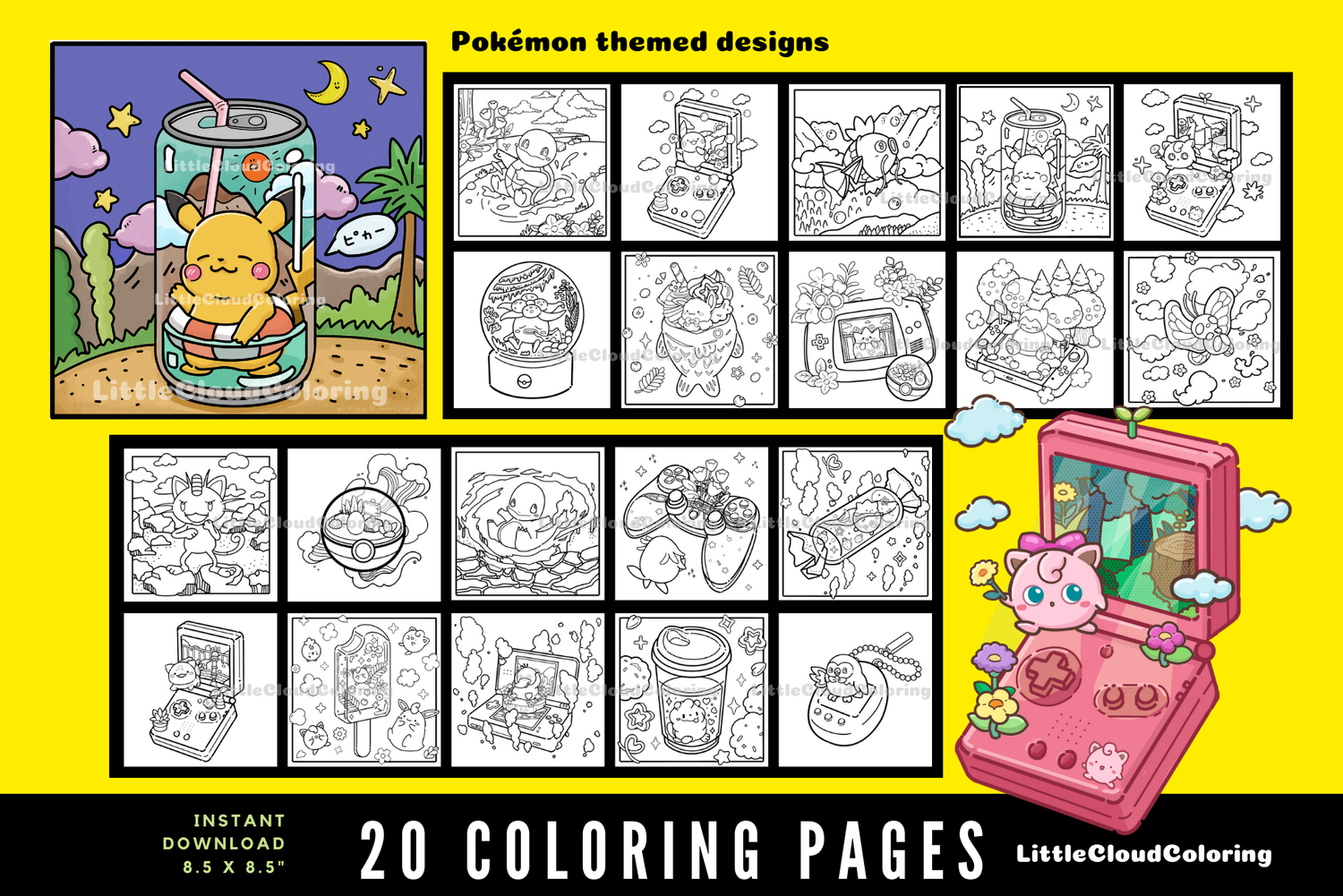 Pokemon coloring pages beautiful hand drawn designs — Art by Kimmy Wong