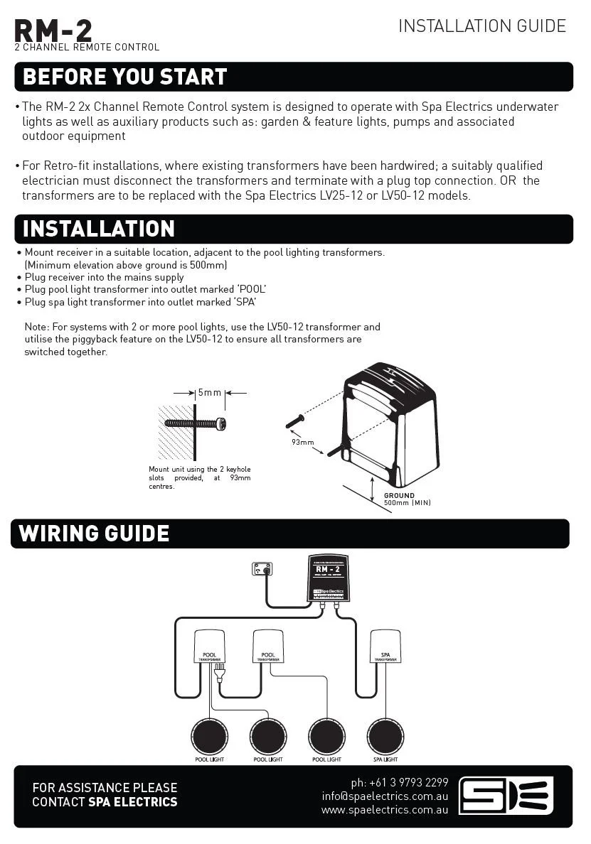 IRIS RM3 & RM2 Literature Guides — Spa Electrics
