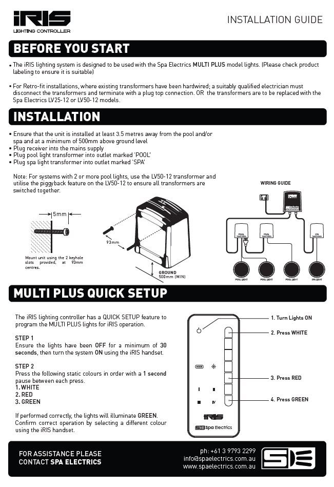 IRIS RM3 & RM2 Guides — Spa Electrics