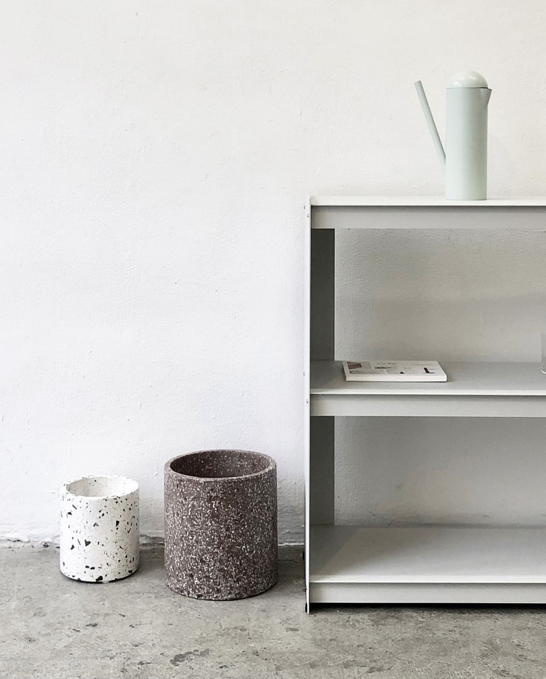 modernist white terrazzo plant pot design by serax belgium — analograum