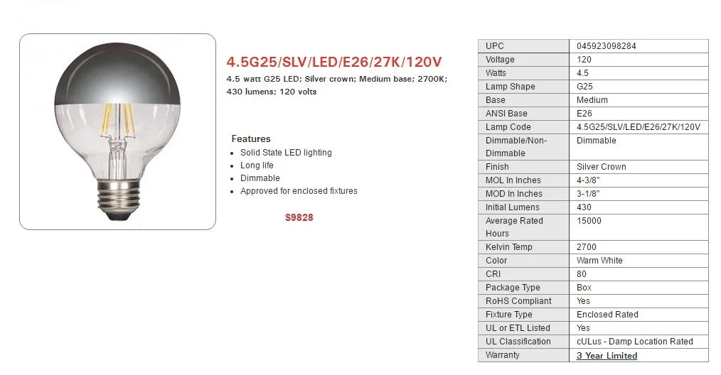 Silver Crown LED Bulbs