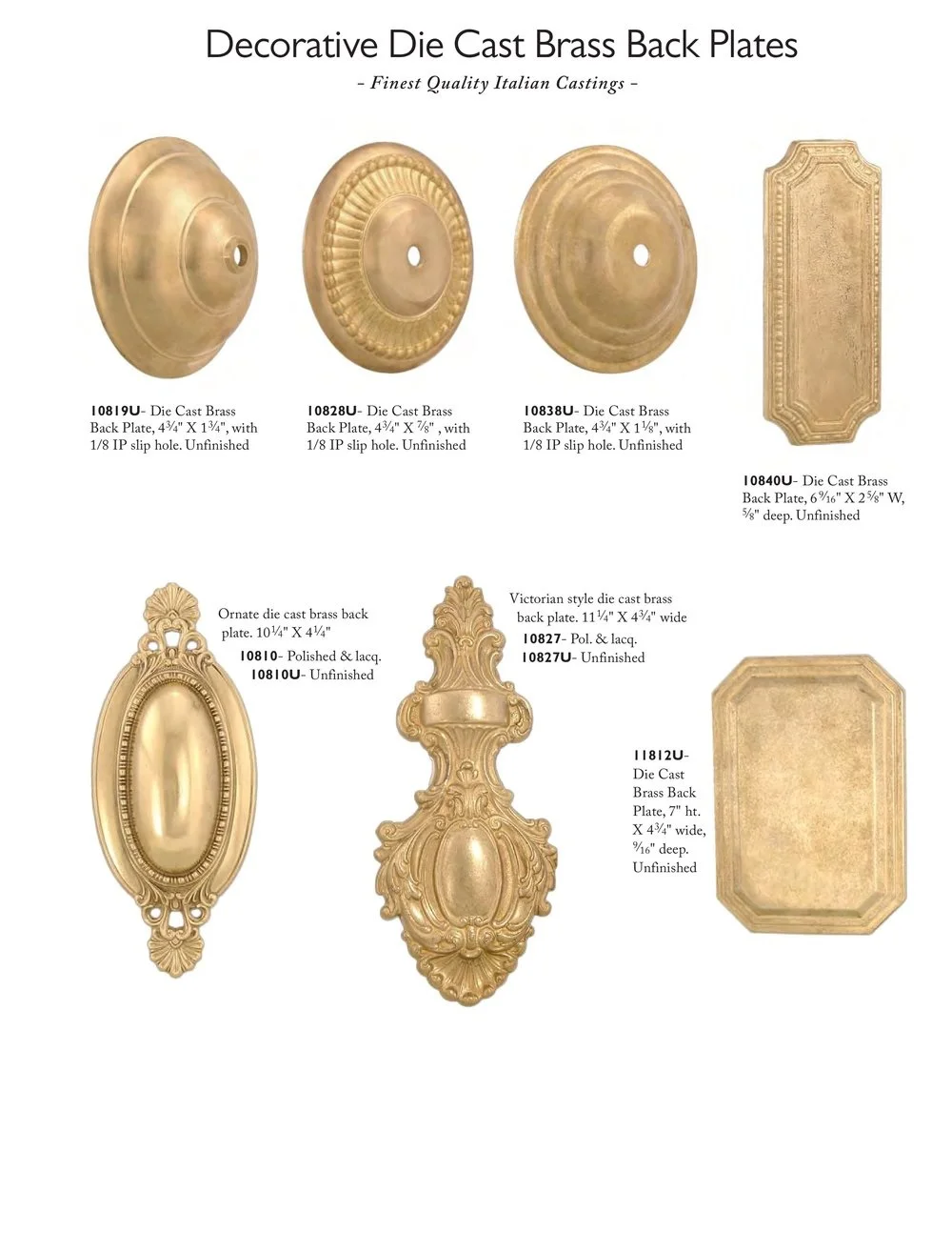 Cast Backplates - Wall Sconce Plates - The Lighting Guy Ontario