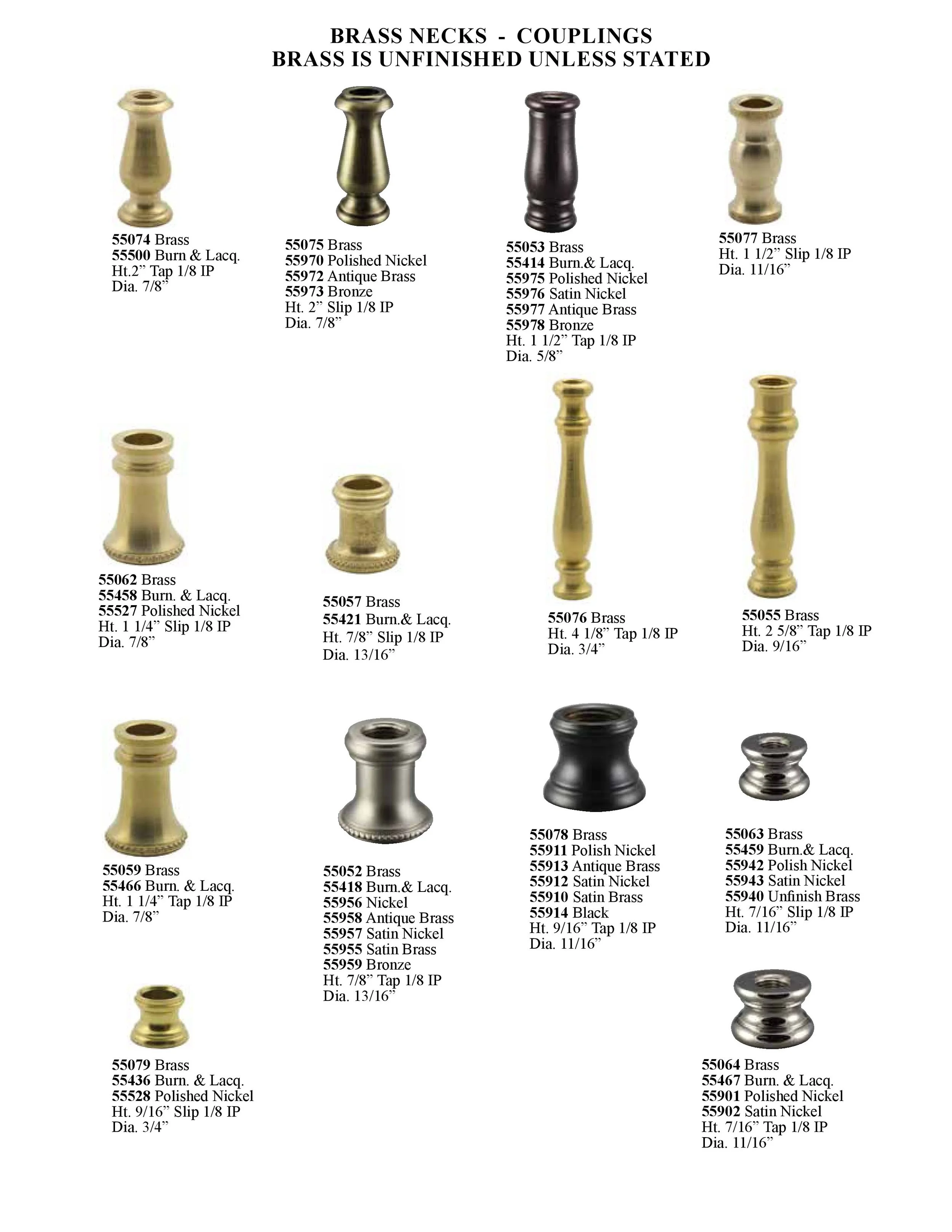 Lamp Necks / Spacers / Spindles