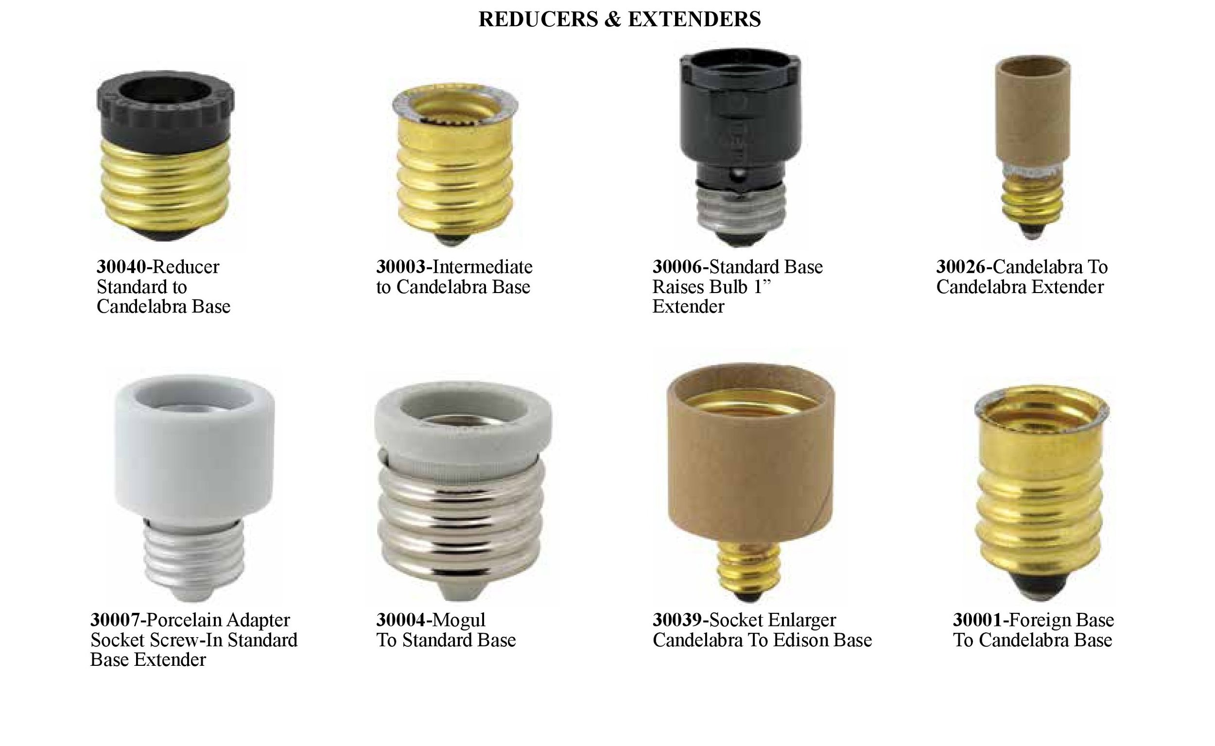 Lamp Socket Extenders & Socket Reducers