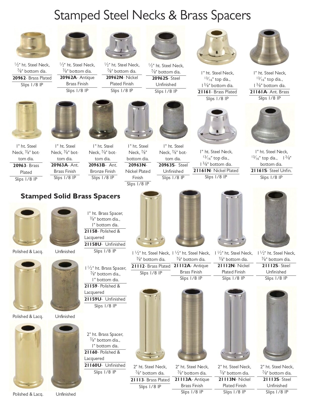 Lamp Necks / Spacers / Spindles - The Lighting Guy Ontario