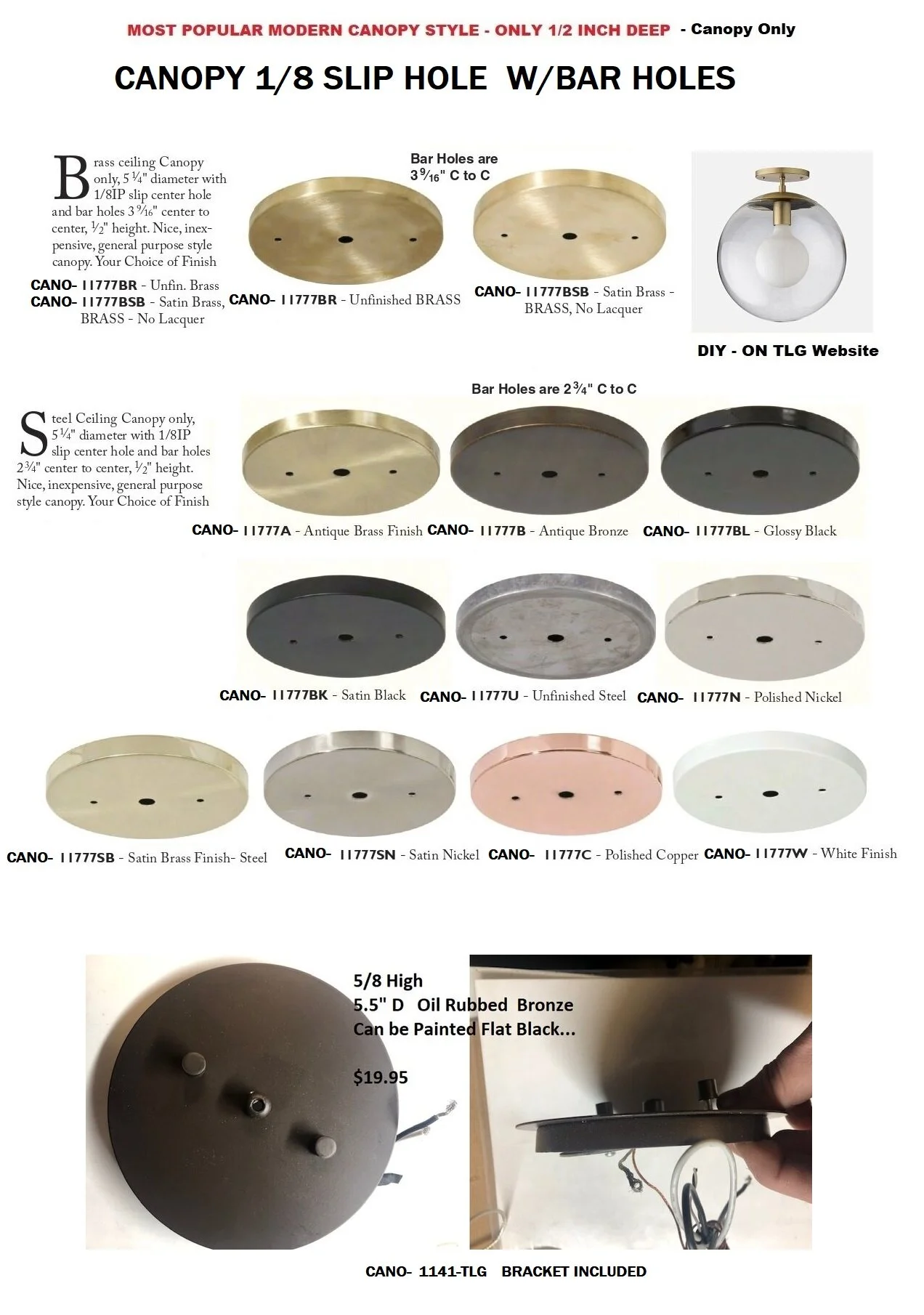 Oil Rubbed Bronze Ceiling Light Canopy | Shelly Lighting