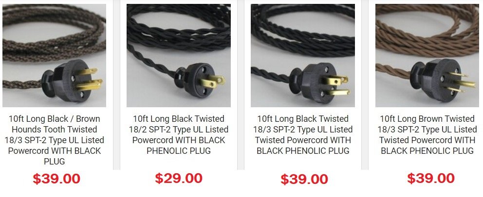 Fabric Power Cords with Molded Plugs - The Lighting Guy Ontario