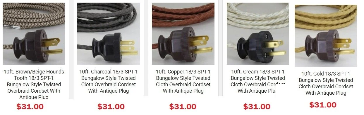 Fabric Power Cords with Molded Plugs - The Lighting Guy Ontario