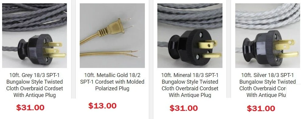 Fabric Power Cords with Molded Plugs - The Lighting Guy Ontario