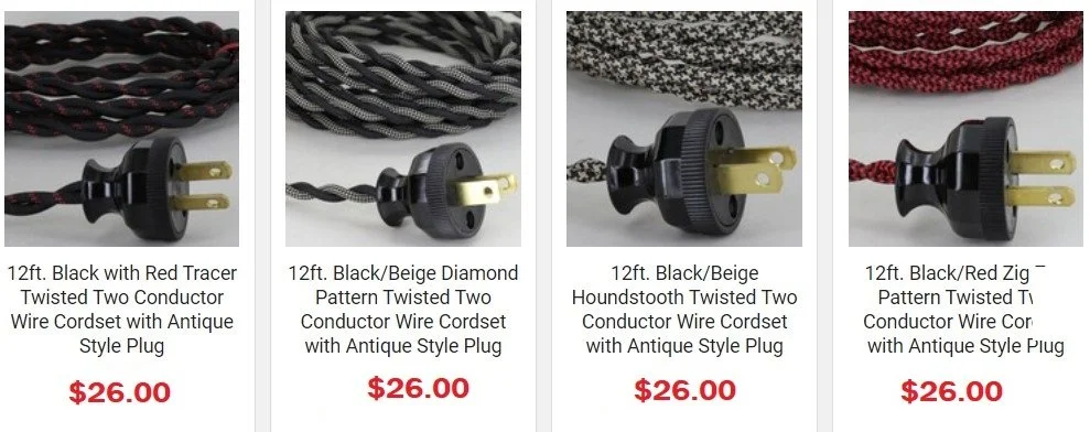 Fabric Power Cords with Molded Plugs - The Lighting Guy Ontario