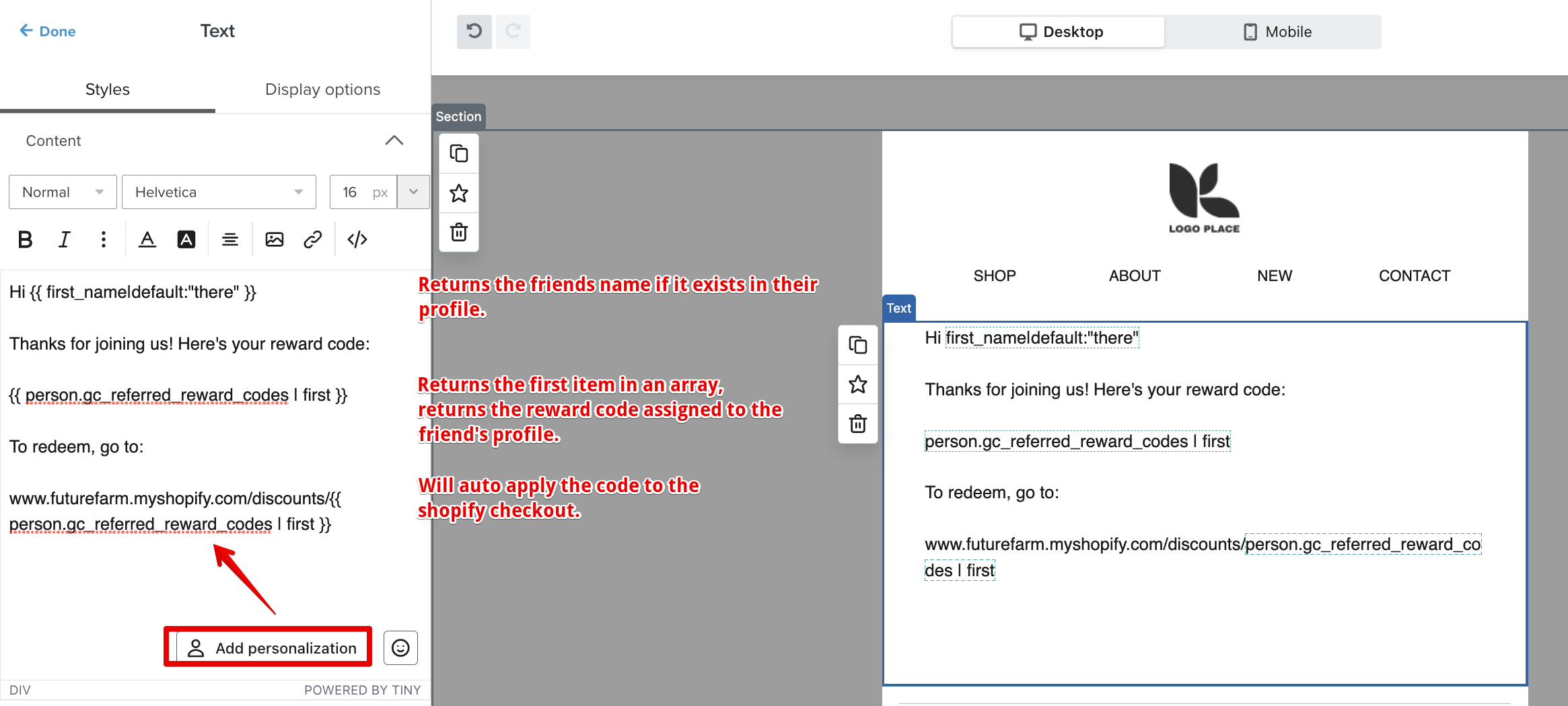 How to send campaign emails with Klaviyo - Friend rewards email ...