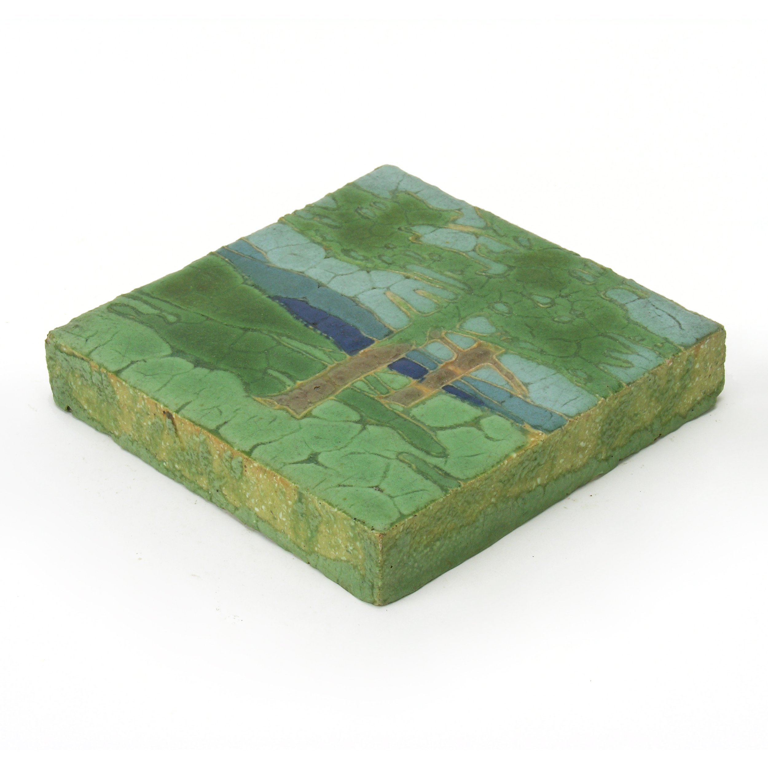 Grueby Pottery & Tile pine tree tile — JMW Gallery