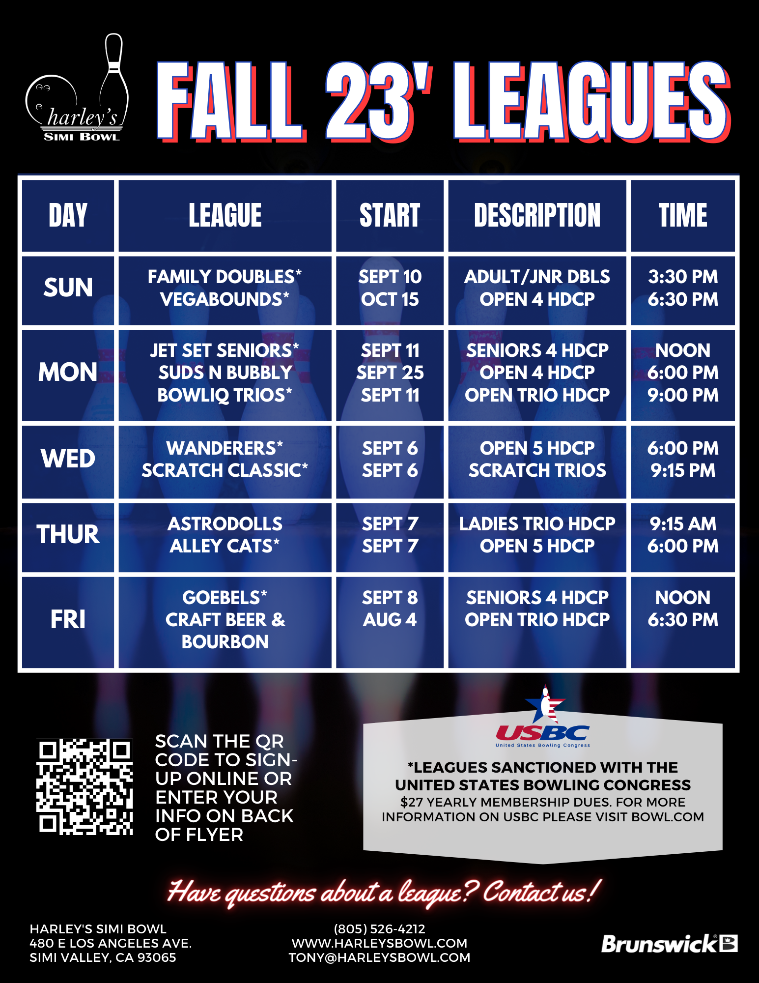 Bowling Leagues — harley's Bowl