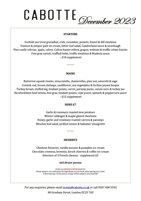 Cabotte | French Restaurant & Wine Bar in Bank London