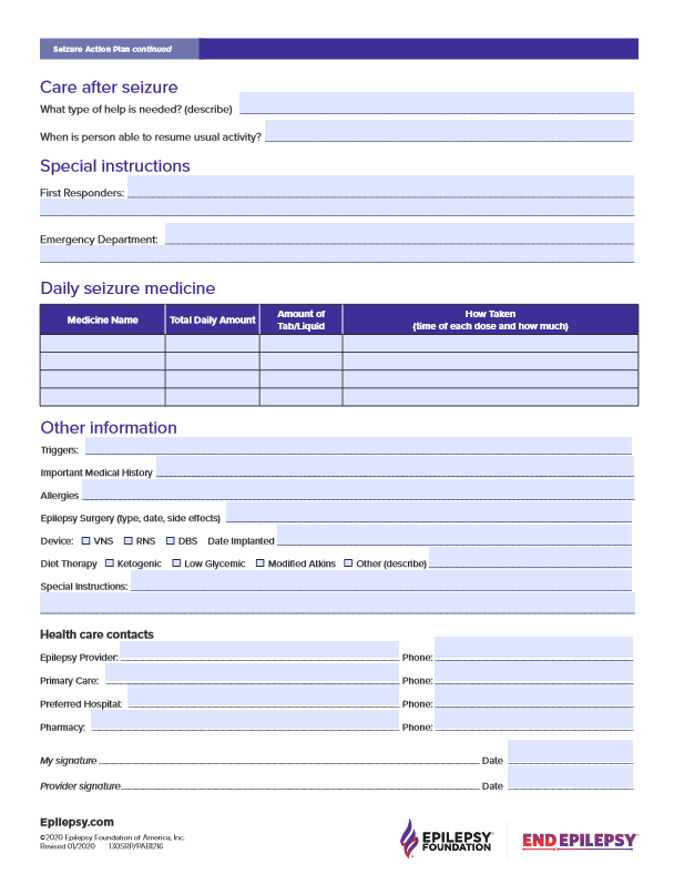 Seizure First Aid and Action Plans — THE EPILEPSY FOUNDATION OF VIRGINIA