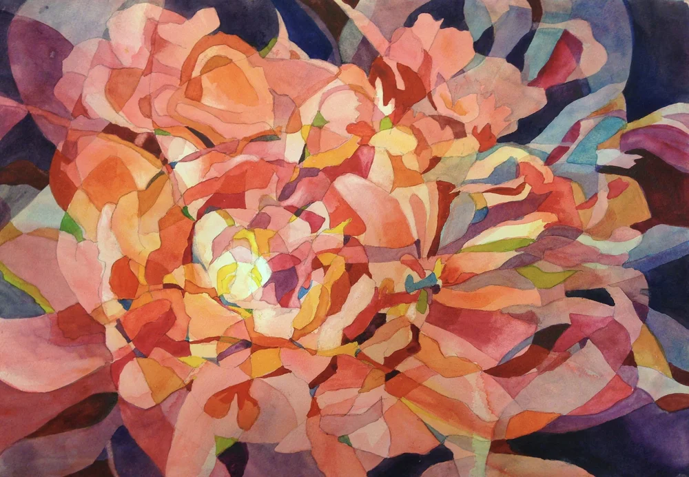 Abstract Watercolor Peony