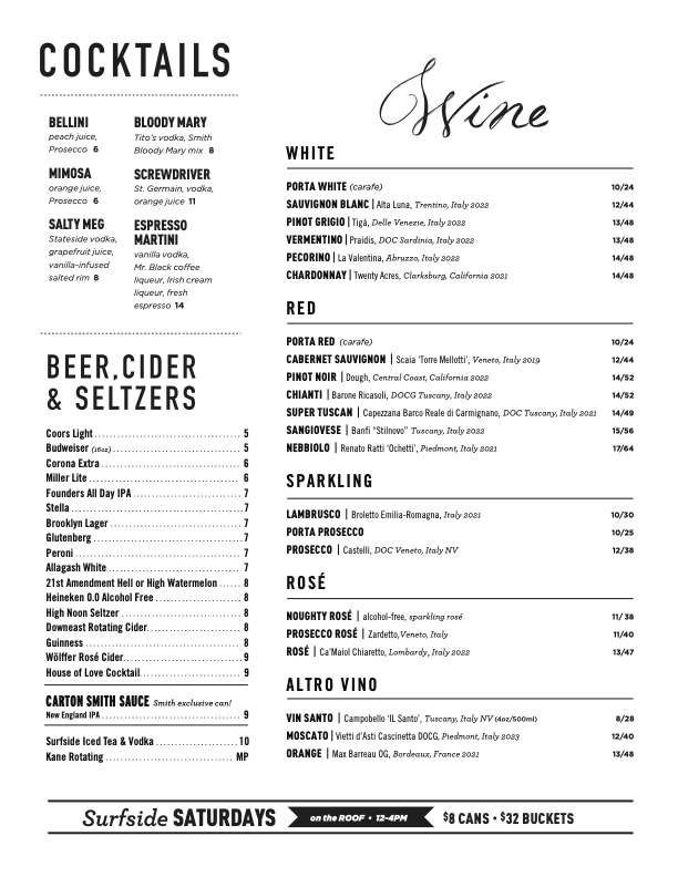 Porta | Menus