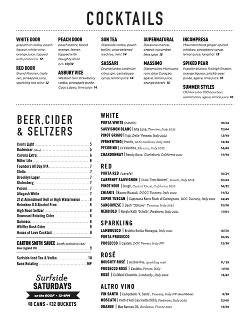 Porta | Menus