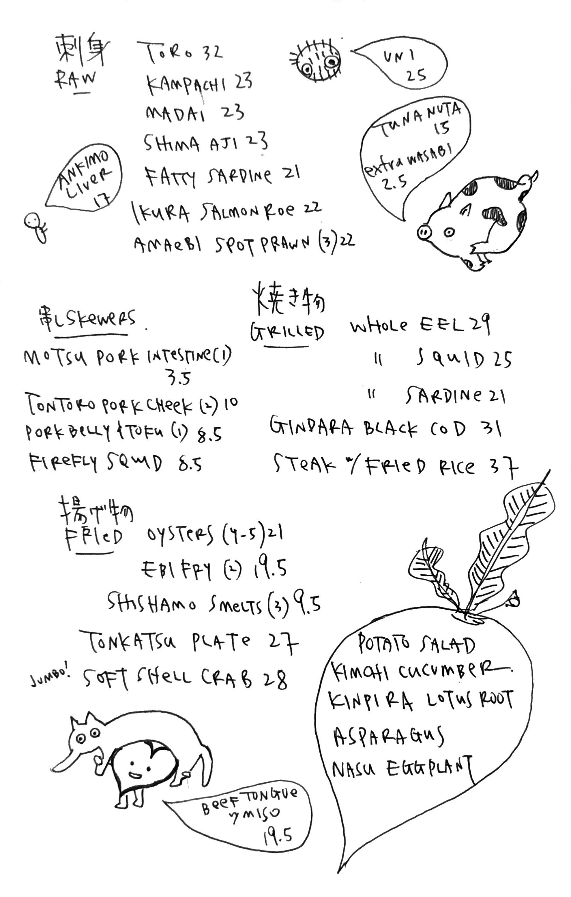 Beverage & Food Menu — 居酒屋関 izakaya Seki