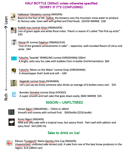 Beverage & Food Menu — 居酒屋関 izakaya Seki