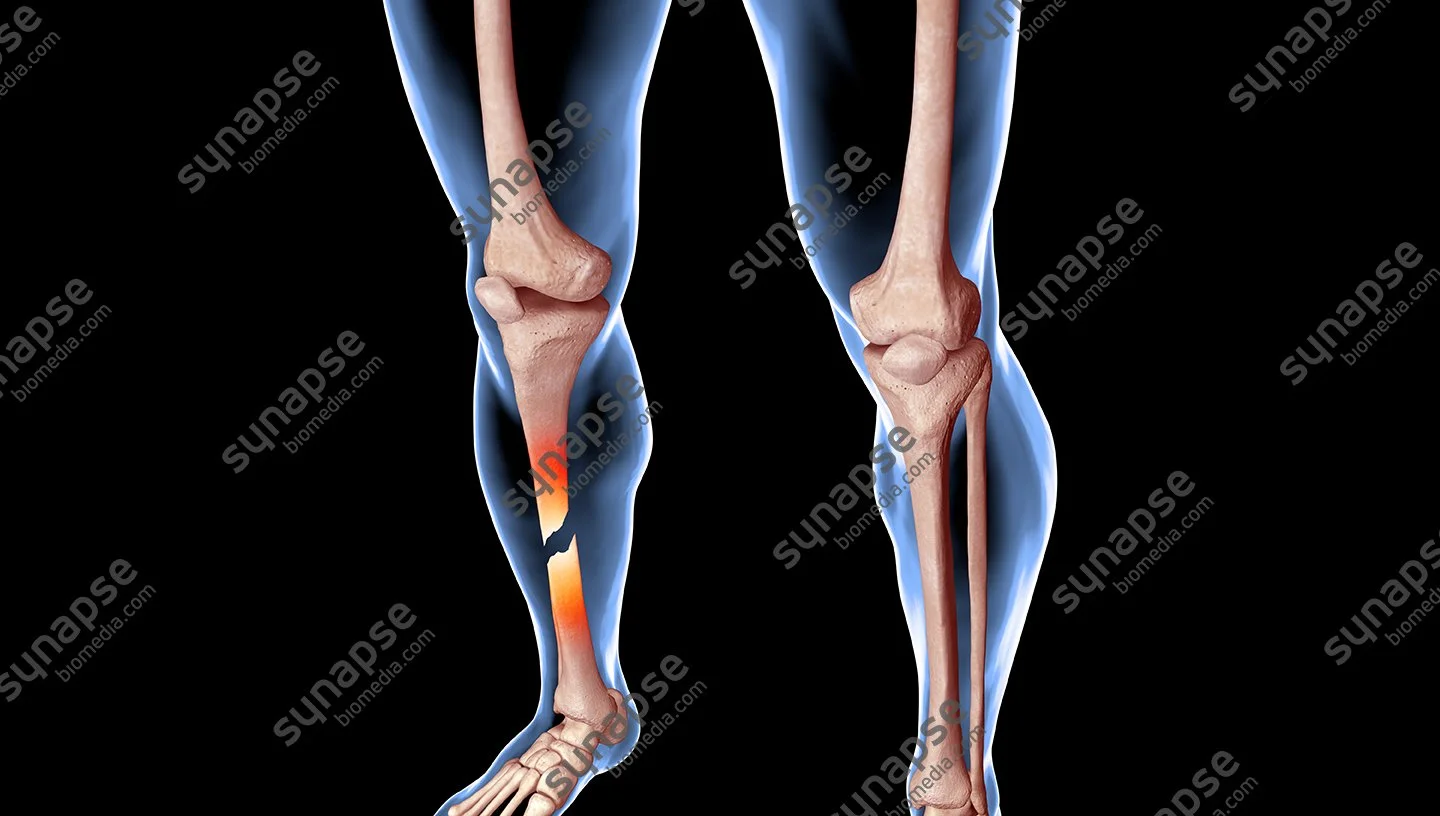Male leg with broken tibia X-Ray View — Synapse Biomedia