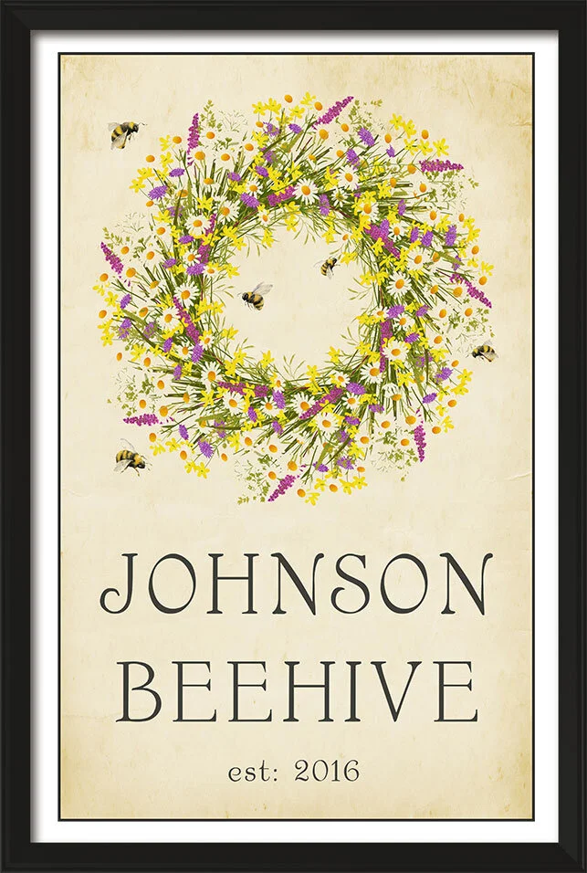 Beehive and Bee Honeybee Honey Queen Bee Home Decor Canvas Wall Art ...