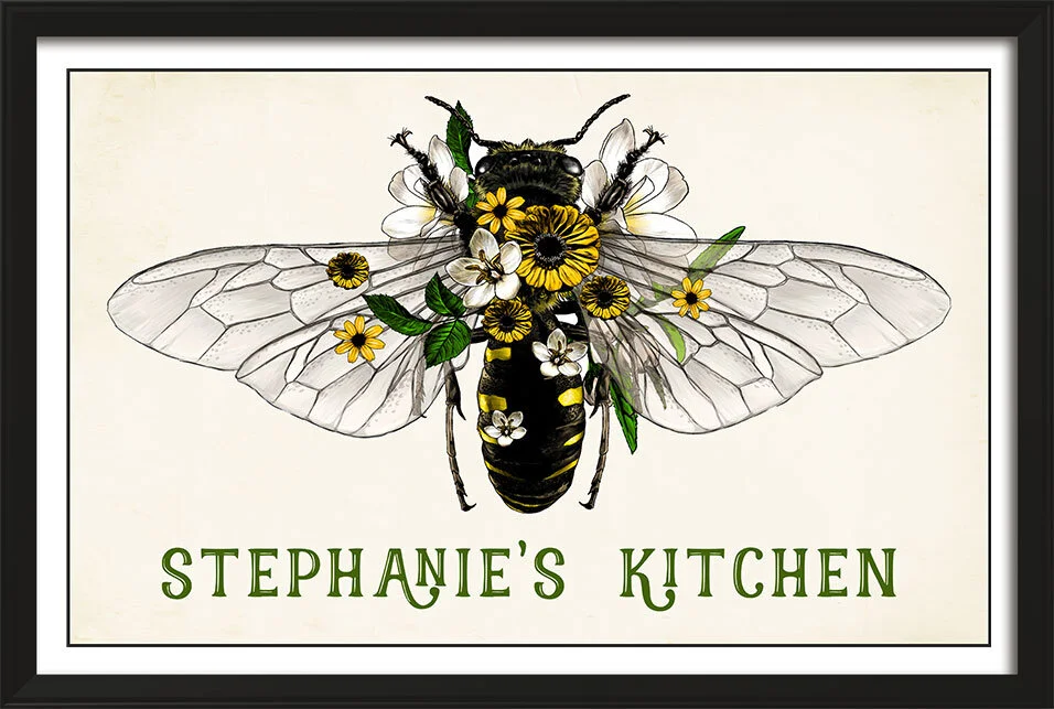 Beehive and Bee Honeybee Honey Queen Bee Home Decor Canvas Wall Art ...