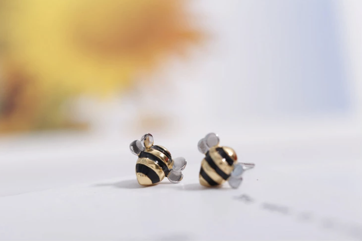 Handmade Bee Beehive Silver Gold Honeybee Queen Bee Rings Earrings ...