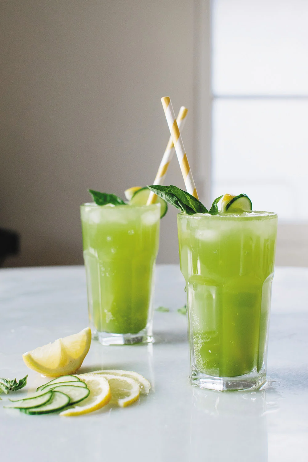 Sparkling Cucumber Basil Lemonade Cocktail — The Forest Feast