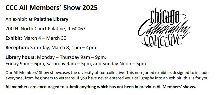 All Members Show 2025 — Chicago Calligraphy Collective